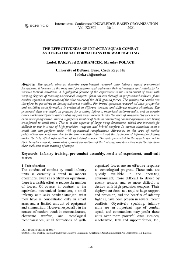 (PDF) The Effectiveness of Infantry Squad Combat and Pre-Combat ...
