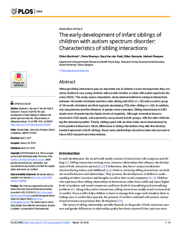 (PDF) The early development of infant siblings of children with autism ...