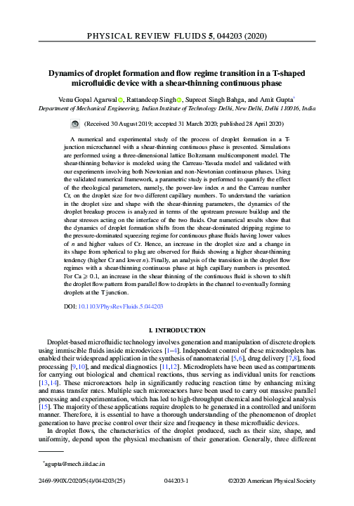 (PDF) Dynamics of droplet formation and flow regime transition in a T ...