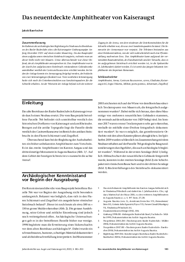 (PDF) Das neuentdeckte Amphitheater von Kaiseraugst