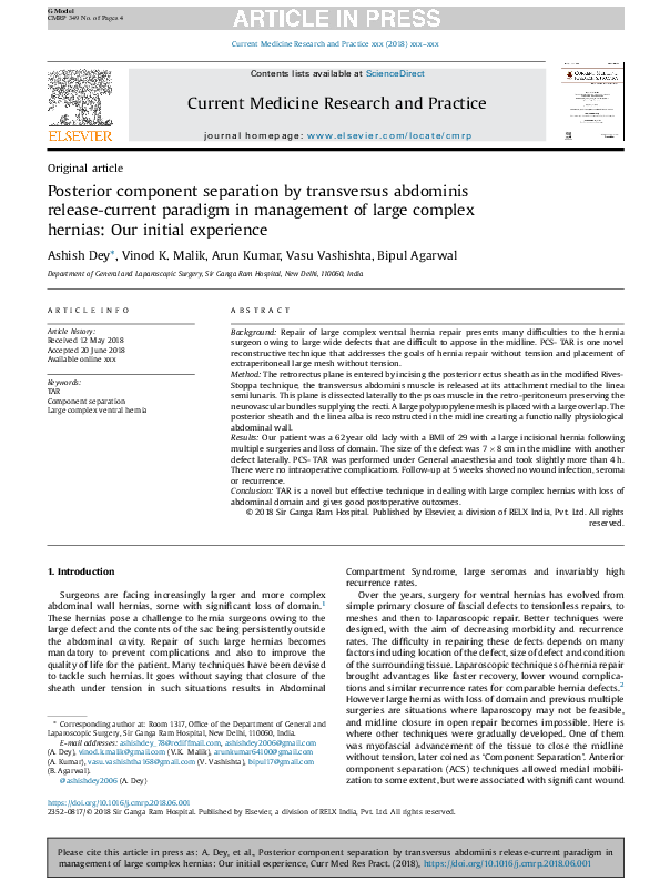 (PDF) Posterior component separation by transversus abdominis release ...