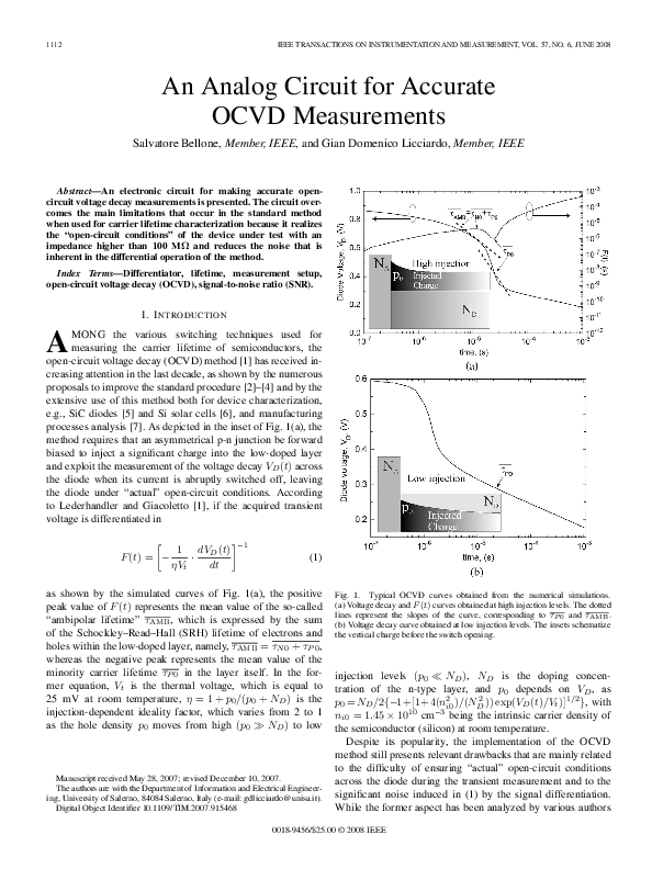 (PDF) An Analog Circuit for Accurate OCVD Measurements