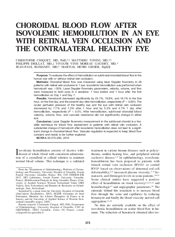 (PDF) Choroidal Blood Flow After Isovolemic Hemodilution in an Eye with ...