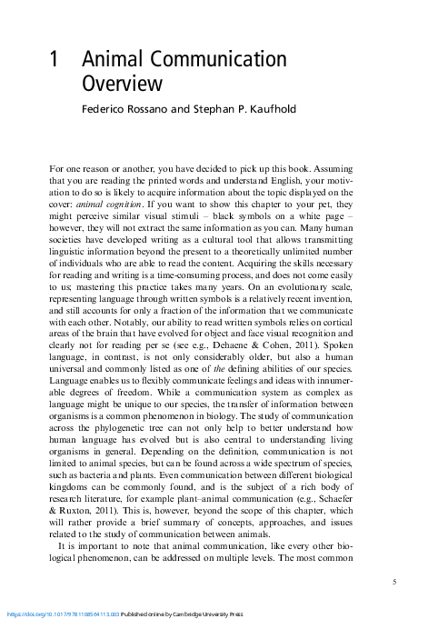 (PDF) Animal Communication Overview