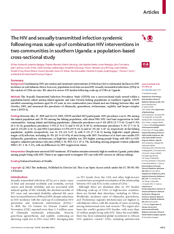(PDF) The HIV and sexually transmitted infection syndemic following ...