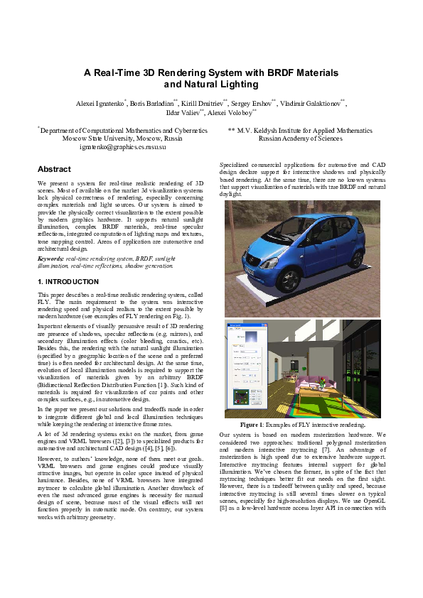 (PDF) A Real-Time 3D Rendering System with BRDF Materials and Natural Lighting