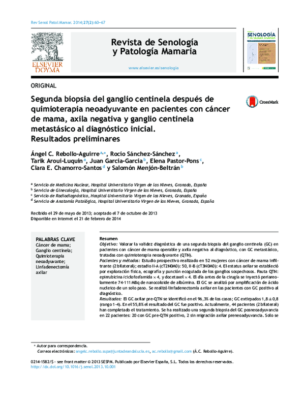 (PDF) Segunda biopsia del ganglio centinela después de quimioterapia ...