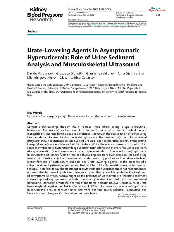 (PDF) Urate-Lowering Agents in Asymptomatic Hyperuricemia: Role of ...