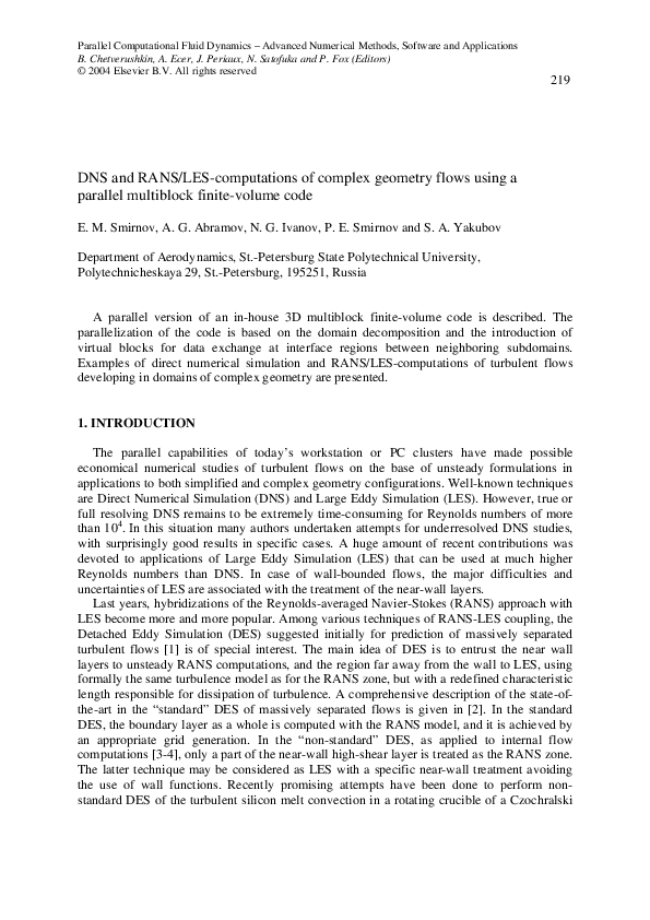 (PDF) Parallel Finite-Volume Code for Complex Geometry Flow Simulations