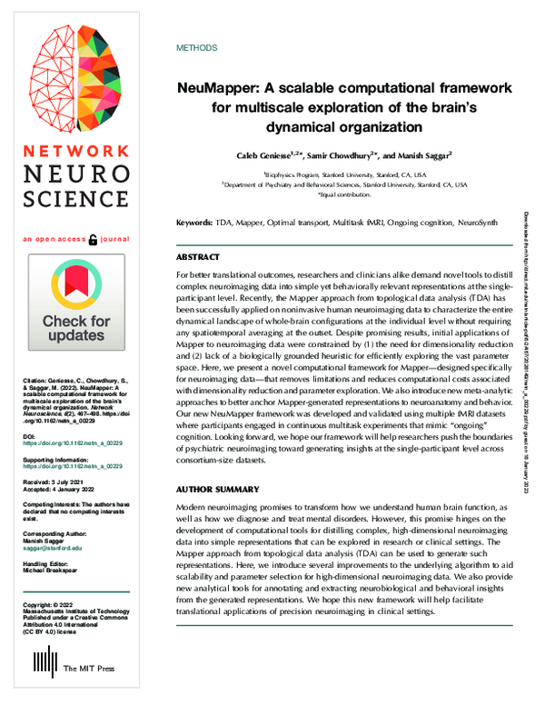 (PDF) NeuMapper: A scalable computational framework for multiscale exploration of the brain’s ...
