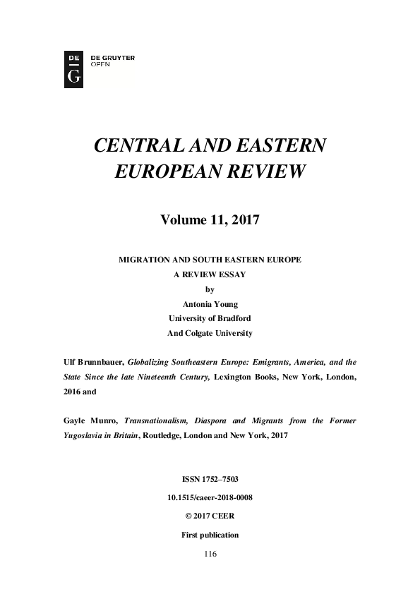 (PDF) Migration and South Eastern Europe a Review Essay