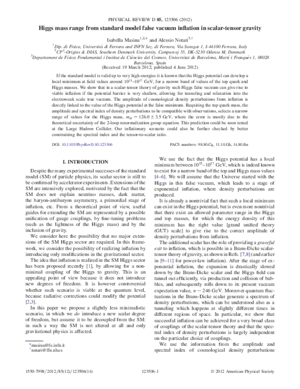 (PDF) Higgs mass range from standard model false vacuum inflation in ...
