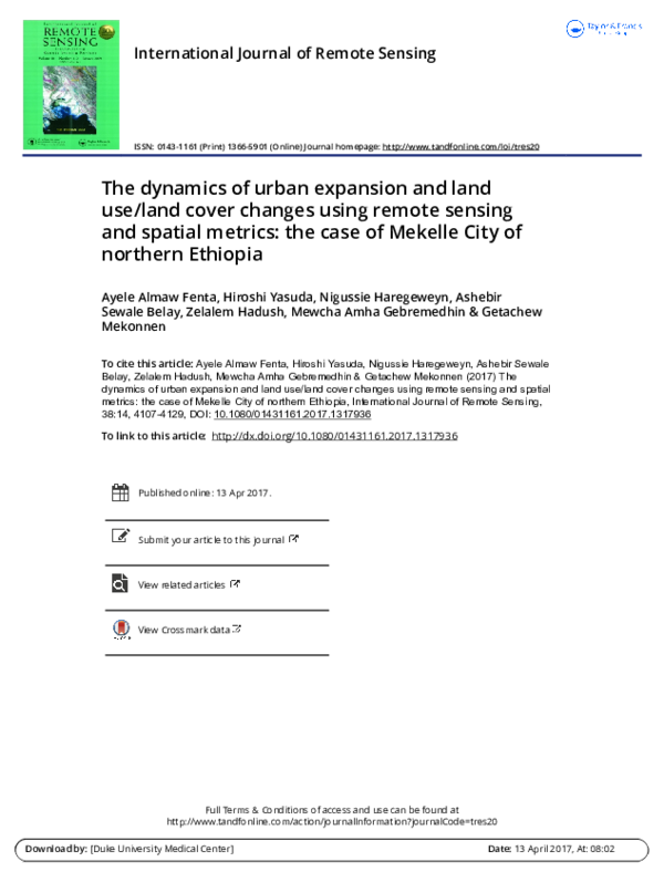 (PDF) The dynamics of urban expansion and land use/land cover changes using remote sensing and ...