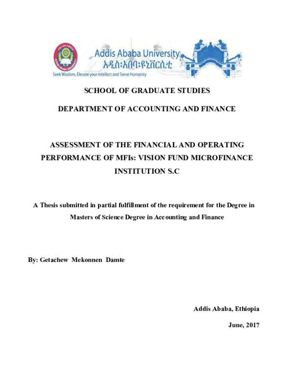 (PDF) Assessment of the Financial and Operating Performance of Mfis ...