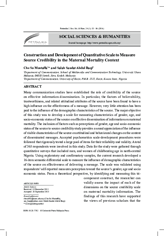 (PDF) SOCIAL SCIENCES & HUMANITIES Construction and Development of ...