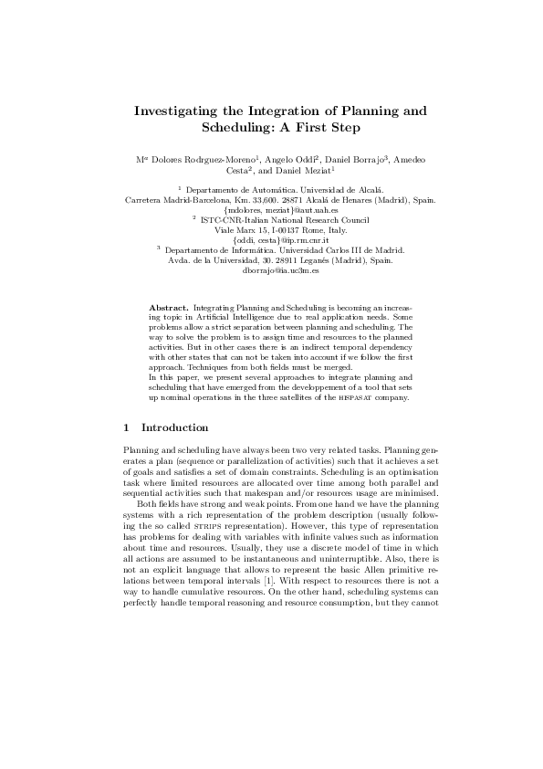 (PDF) Investigating the Integration of Planning and Scheduling: A First ...