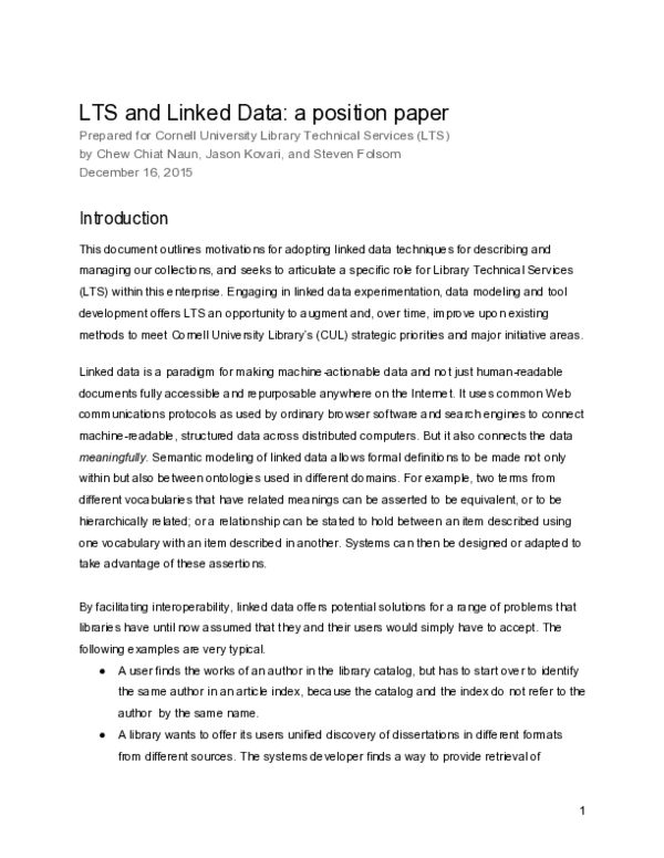 (PDF) LTS and Linked Data: a position paper