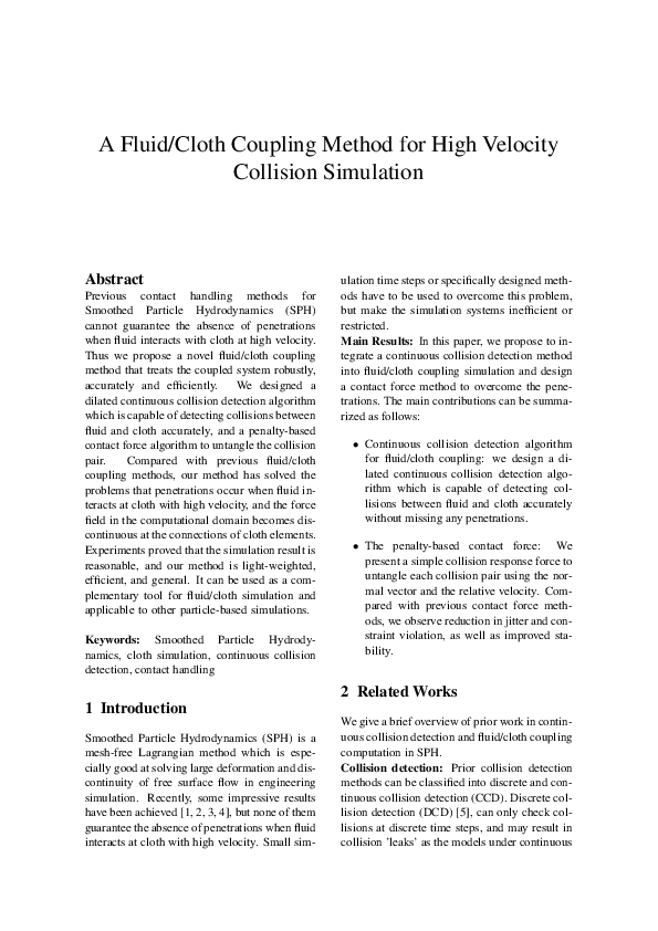 (PDF) A fluid/cloth coupling method for high velocity collision simulation