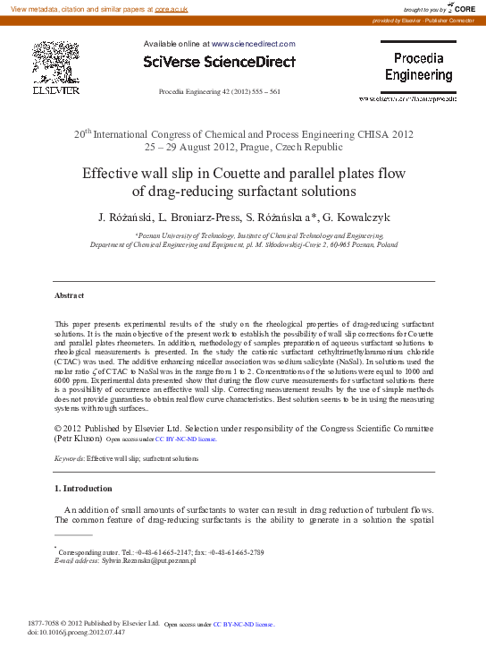 (PDF) Effective Wall Slip in Couette and Parallel Plates Flow of Drag ...
