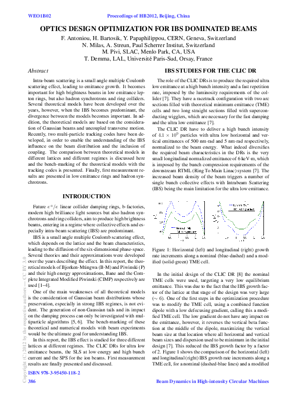 (PDF) Optics Design Optimization for Ibs Dominated Beams