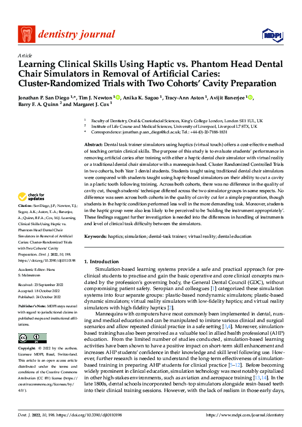 (PDF) Haptic vs. Phantom Simulators for Cavity Prep
