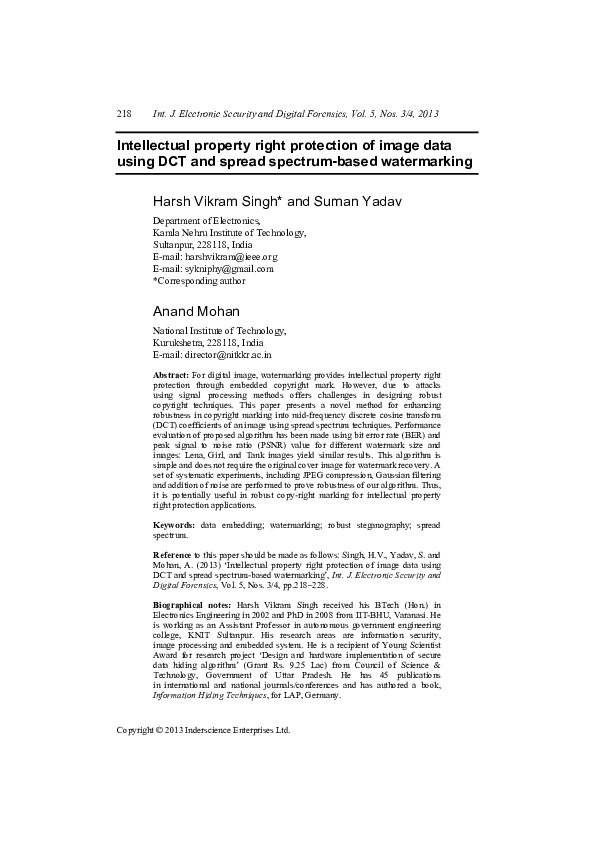 (PDF) Intellectual property right protection of image data using DCT ...