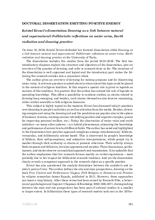 (PDF) Dowsing as a link between natural and supernatural. Folkloristic ...