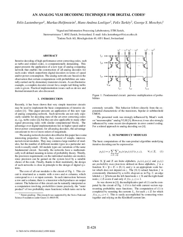 (PDF) An analog VLSI decoding technique for digital codes