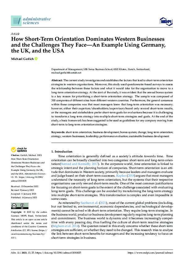 (PDF) How Short-Term Orientation Dominates Western Businesses and the ...