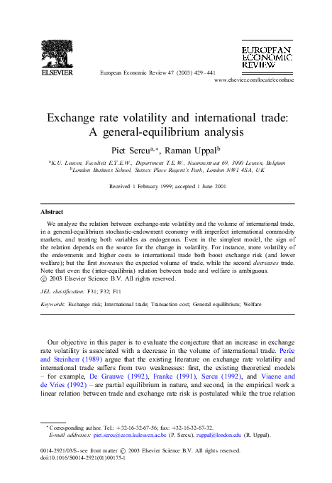 (PDF) Exchange rate volatility and international trade: A general ...