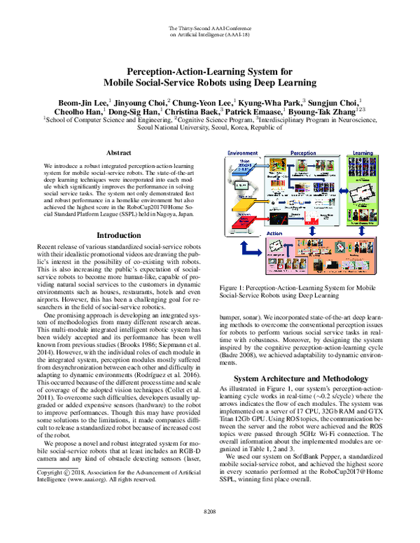 (PDF) Perception-Action-Learning System for Mobile Social-Service Robots Using Deep Learning ...