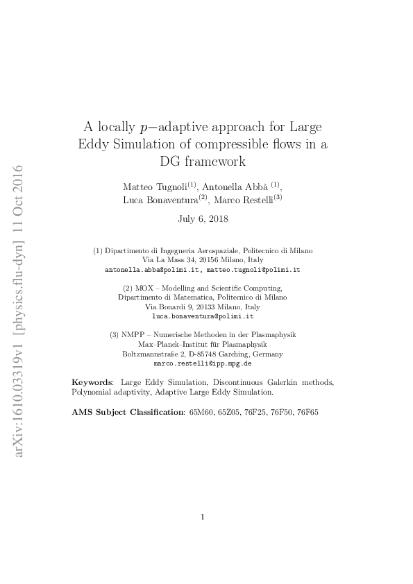 (PDF) A locally p-adaptive approach for Large Eddy Simulation of ...