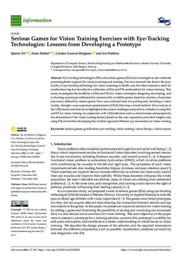 (PDF) Serious Games for Vision Training Exercises with Eye-Tracking ...