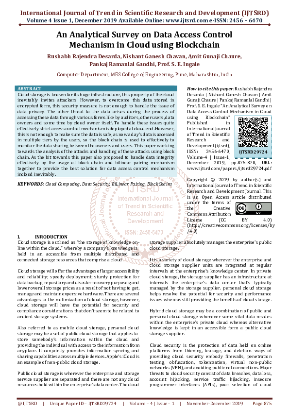 (PDF) An Analytical Survey on Data Access Control Mechanism in Cloud using Blockchain