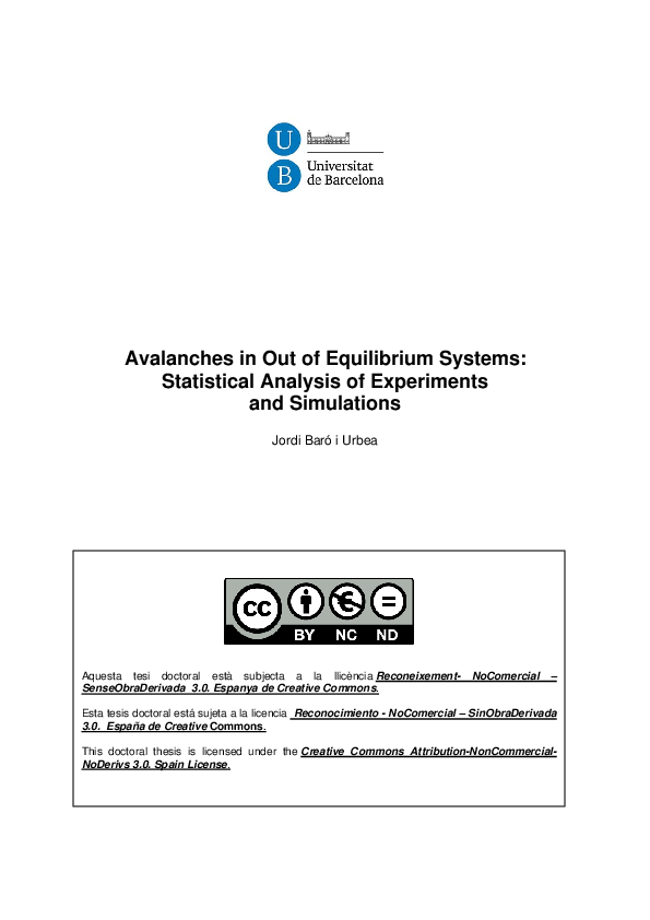 (PDF) Avalanches in Out of Equilibrium Systems: Statistical Analysis of ...