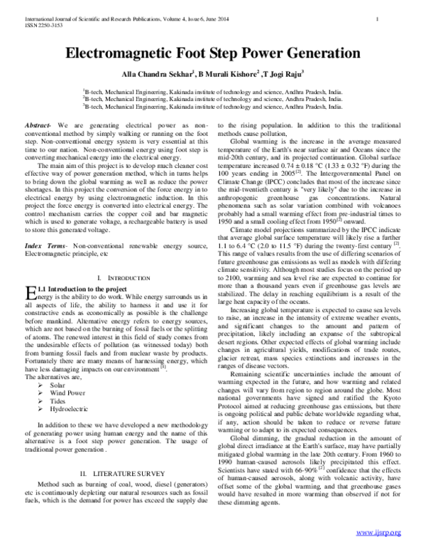 (PDF) Electromagnetic Foot Step Power Generation | Murali Kishore ...