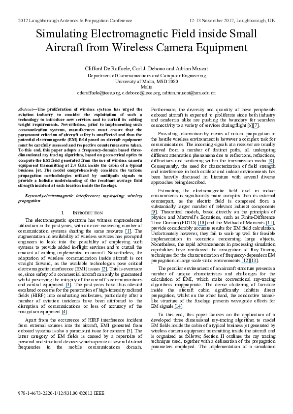 (PDF) Simulating electromagnetic field inside small aircraft from ...