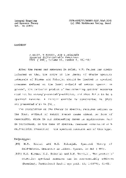(PDF) Operator differentiable functions | Jonathan Arazy - Academia.edu