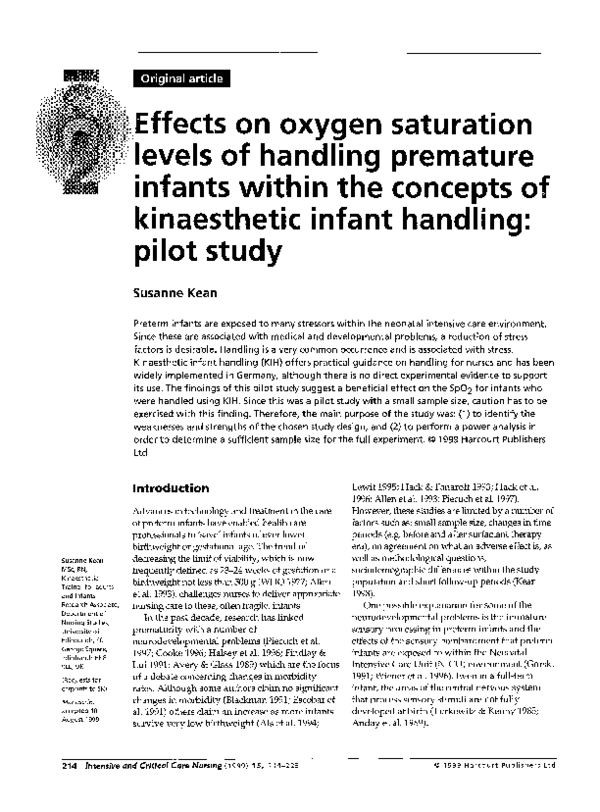 (PDF) Effects on oxygen saturation levels of handling premature infants ...