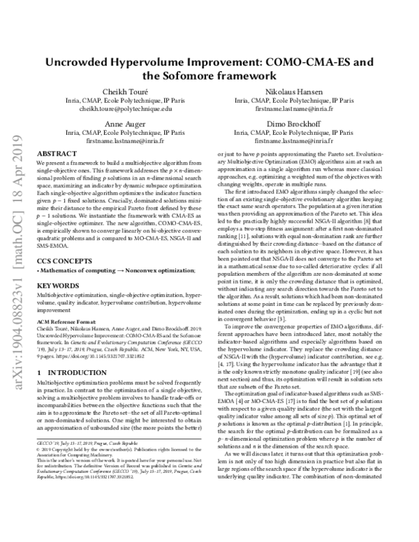 (PDF) Uncrowded hypervolume improvement