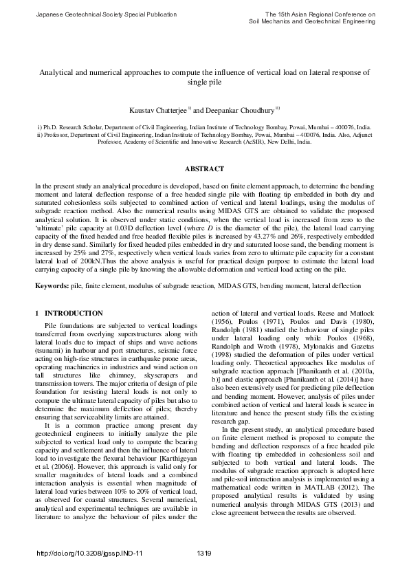(PDF) Analytical and numerical approaches to compute the influence of vertical load on lateral ...