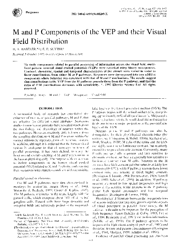 (PDF) M and P Components of the VEP and their Visual Field Distribution