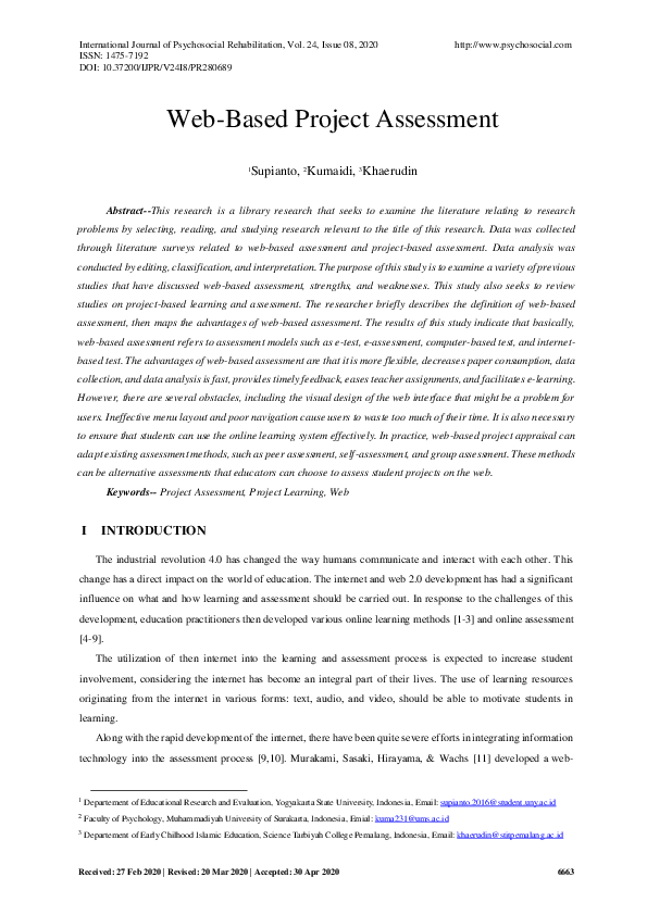 (PDF) Web-Based Project Assessment