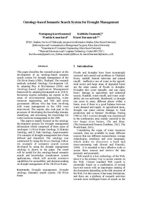 (PDF) Ontology-based Semantic Search System for Drought Management