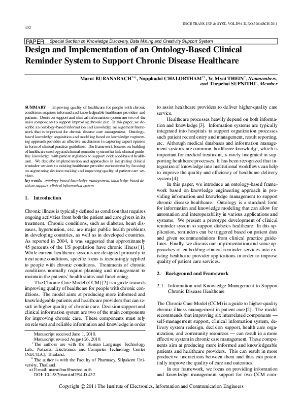 (PDF) Design and Implementation of an Ontology-Based Clinical Reminder System to Support Chronic ...