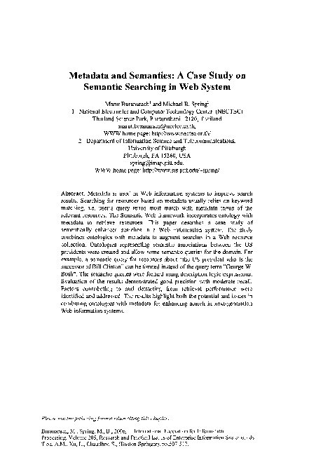 (PDF) Metadata and Semantics: A Case Study on Semantic Searching in Web System | Marut ...