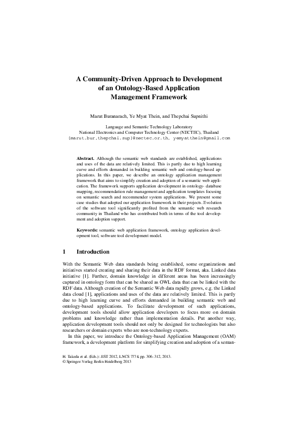 (PDF) Ontology Application Management Framework: A Community Approach