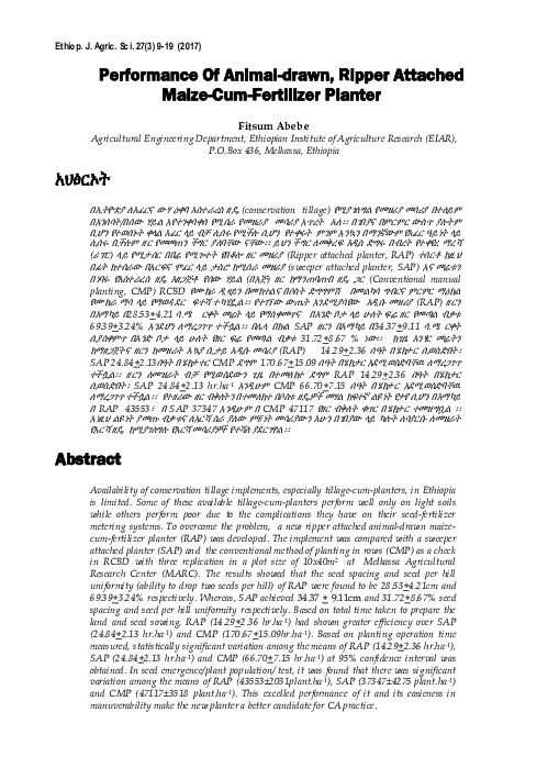(PDF) Performance of animal-drawn, ripper attached maize-cum-fertilizer ...