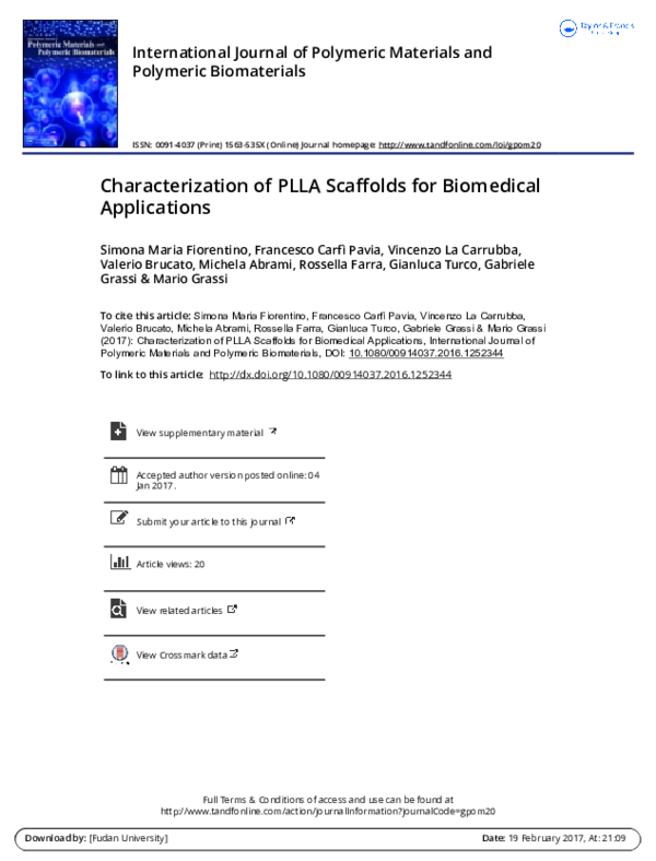 (PDF) Characterization of PLLA scaffolds for biomedical applications
