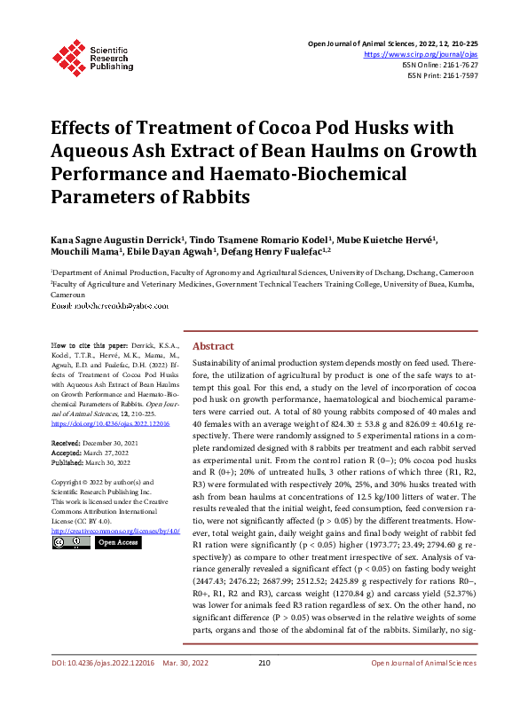 (PDF) Effects of Treatment of Cocoa Pod Husks with Aqueous Ash Extract ...